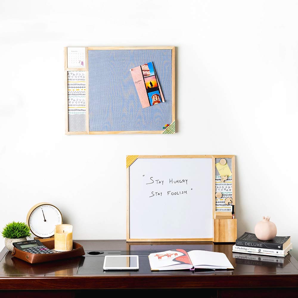 IVEI Set of 2 Combination Boards: Metal, Pinboard, Calendar, Whiteboard ...