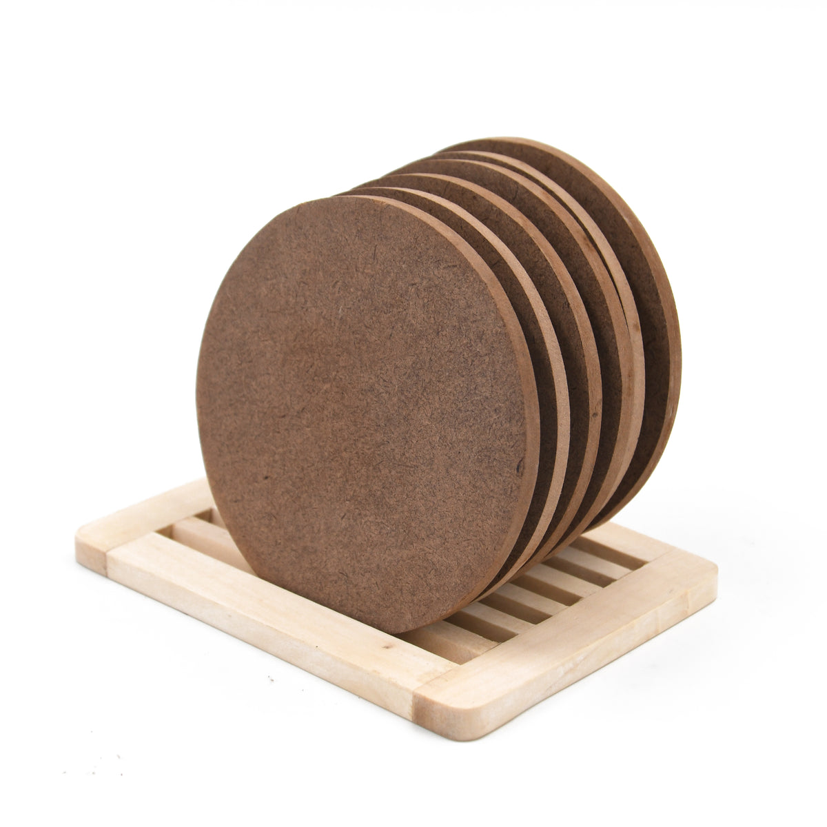IVEI DIY MDF Coasters with Wooden Stand for Art & Craft Work - 6 Coast ...