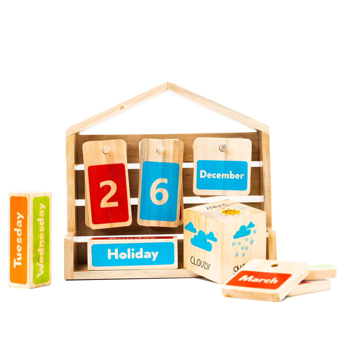 IVEI Educational Wooden Calendar for Kids - Fun & Educational, Ideal ...