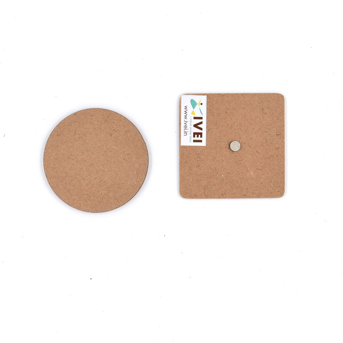 IVEI DIY MDF Wood Craft Magnets Set of 20 | Square & Round Magnets ...