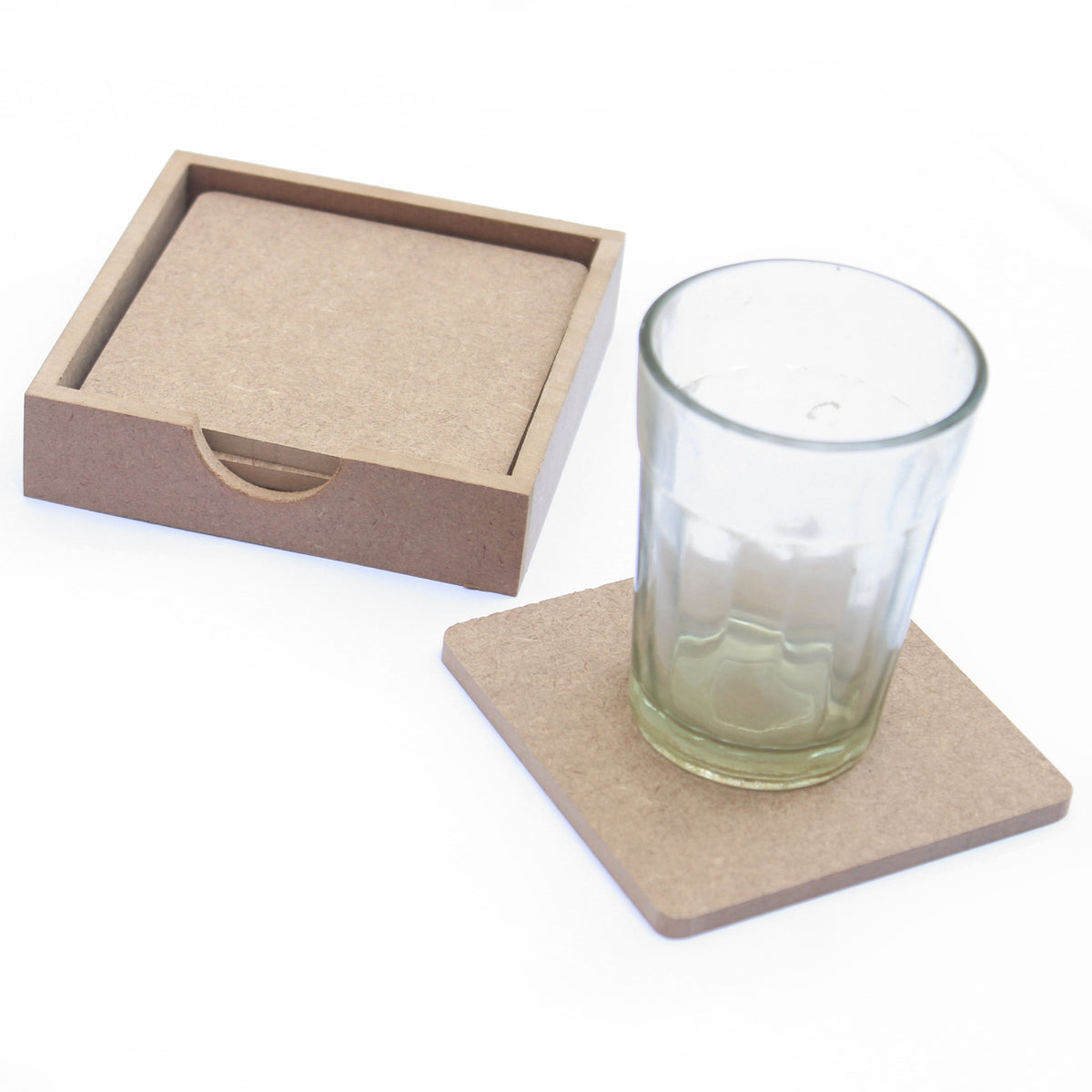 IVEI MDF DIY Square Coasters with Holder - MDF Plain Wooden Coasters ...